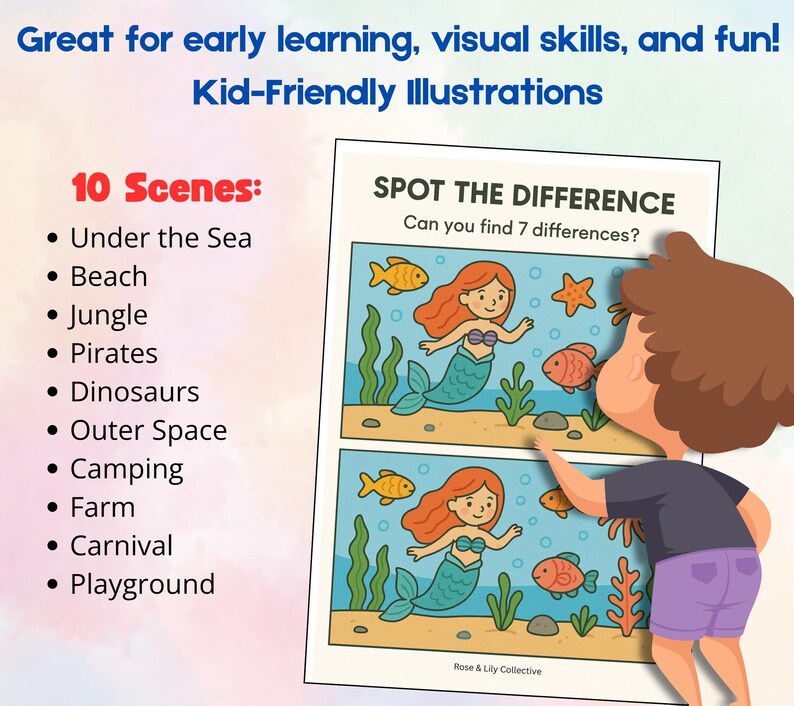 Spot the Difference Printable Bundle | Find the Difference | Fun ...