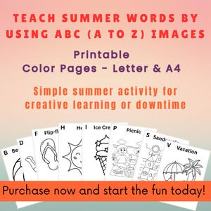 Summer Alphabet Coloring Pages for Toddlers | ABC Printable (instant ...