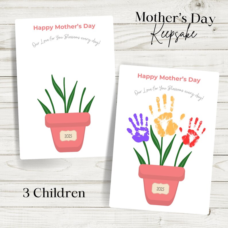 Mothers Day Printable Handprint Flower Craft, DIY Keepsake Kid Activity ...