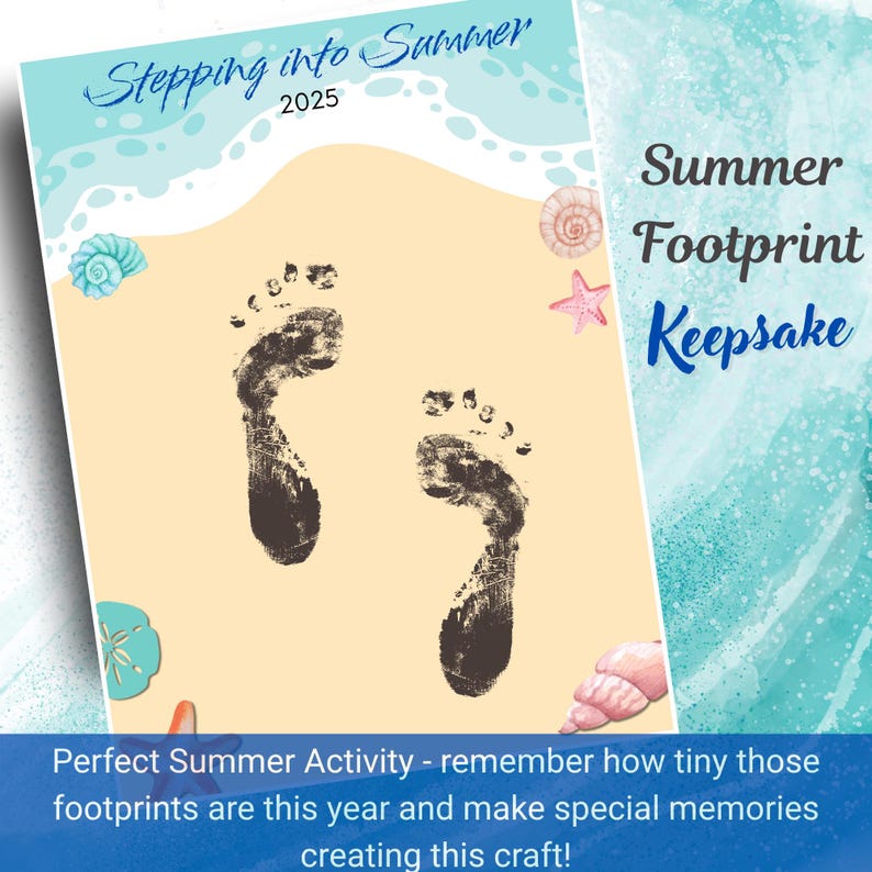 Toddler Printable | Beach Footprint Art Craft | Ocean Craft Keepsake ...