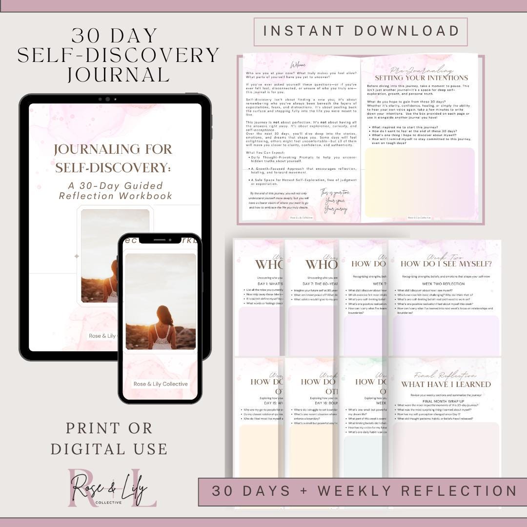 Digital Download | 30-day Self-discovery Journal | Guided Journal for ...
