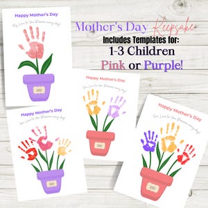 Mothers Day Printable Handprint Flower Craft, DIY Keepsake Kid Activity ...