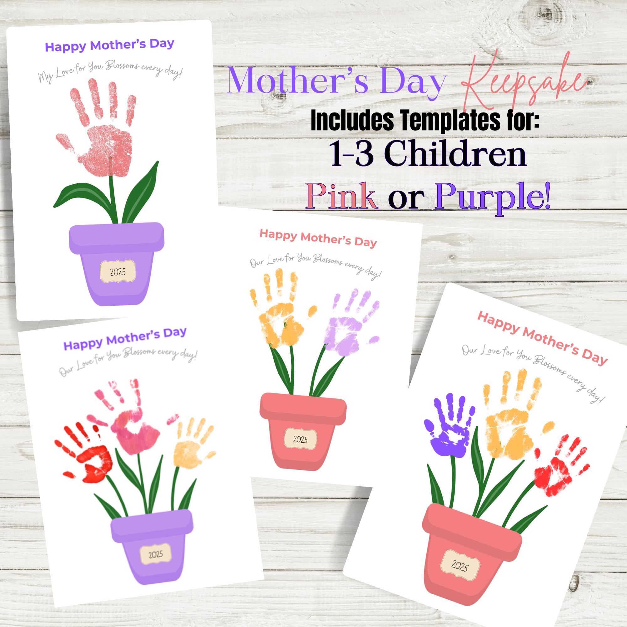 Mothers Day Printable Handprint Flower Craft, DIY Keepsake Kid Activity ...