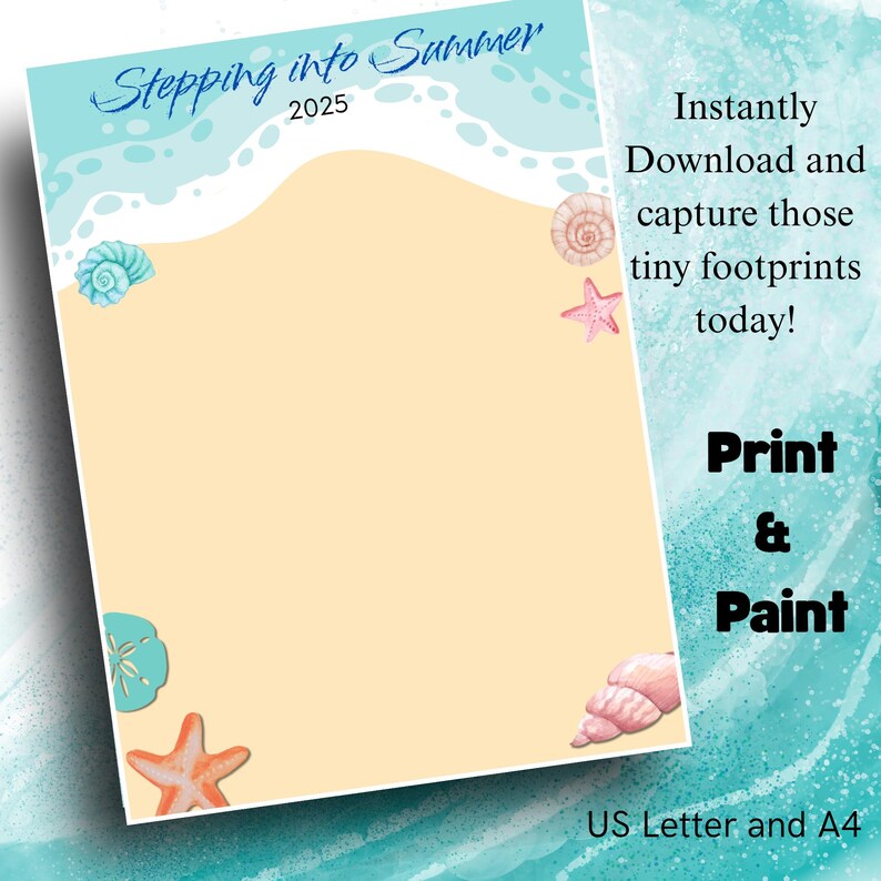 Toddler Printable | Beach Footprint Art Craft | Ocean Craft Keepsake ...