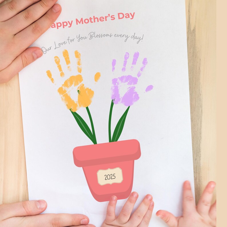 Mothers Day Printable Handprint Flower Craft, DIY Keepsake Kid Activity ...