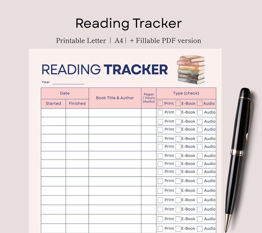 Reading Tracker Printable, Reading Log, Book Log | Instant Download ...