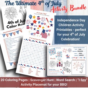 4th of July Activity Pack Printable | Independence Day Fun Pack | Kids ...