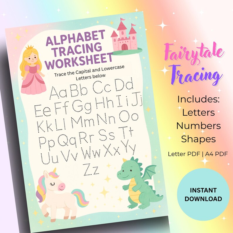 Printable Tracing Activity Alphabet Letters Numbers Shapes Tracing ...