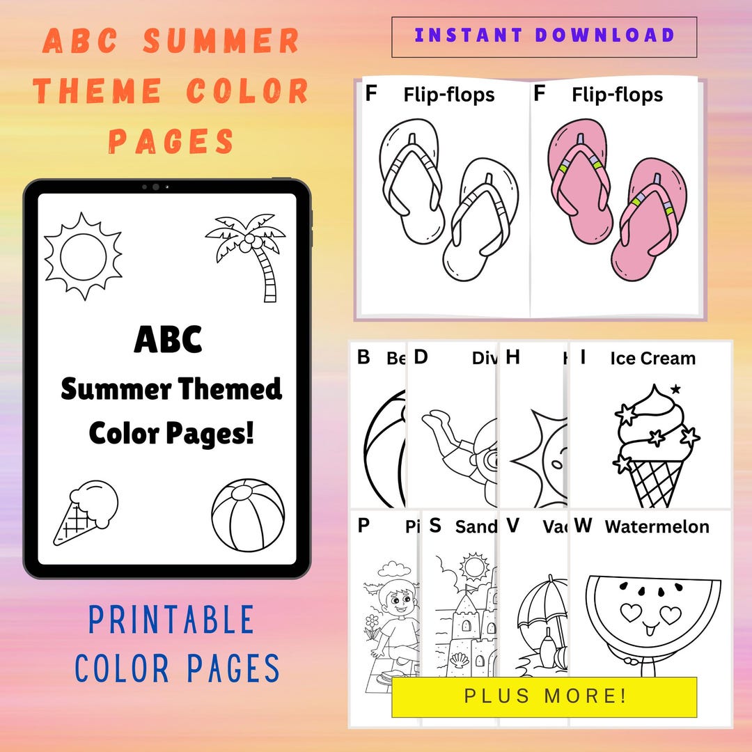 Summer Alphabet Coloring Pages for Toddlers | Preschool ABC Printable ...