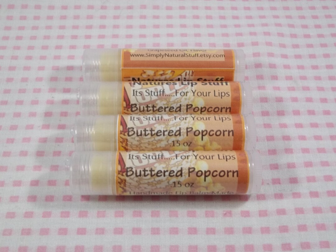 Lip Balm, Buttered Popcorn Lip Stuff - .15oz Tube of Lip Balm, Handmade ...