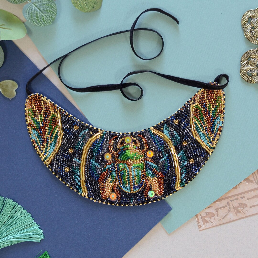 Bead Embroidery Kit - Emerald Talisman, Scarab Amulet, DIY Beaded ...