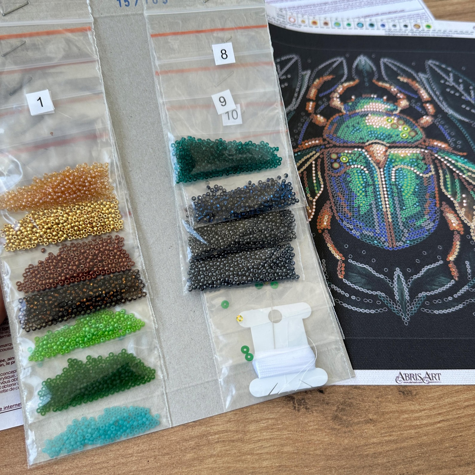Bead Embroidery Kit - Emerald Beetle, Beaded Scarab Beetle, Insect ...