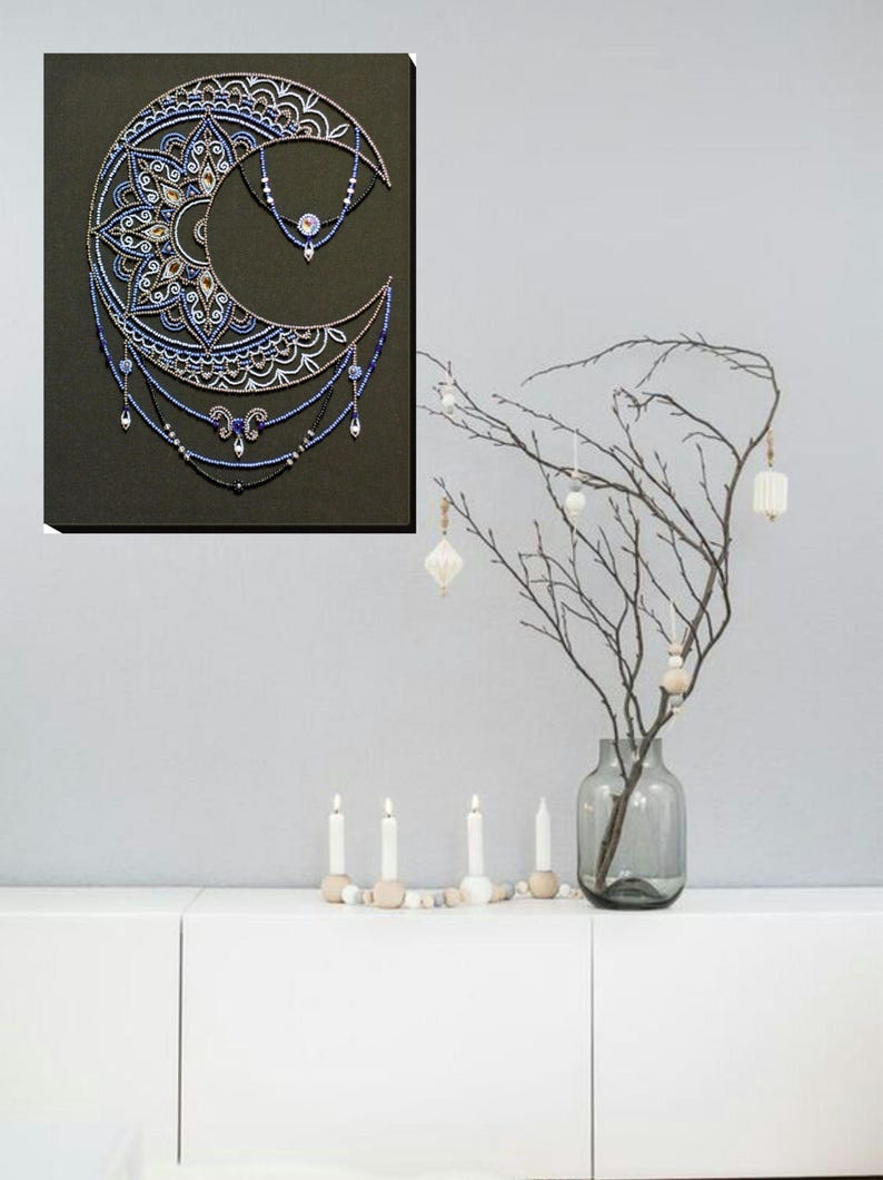 Bead Embroidery Kit - Moon Pattern, Moon Embroidery, DIY Beaded ...