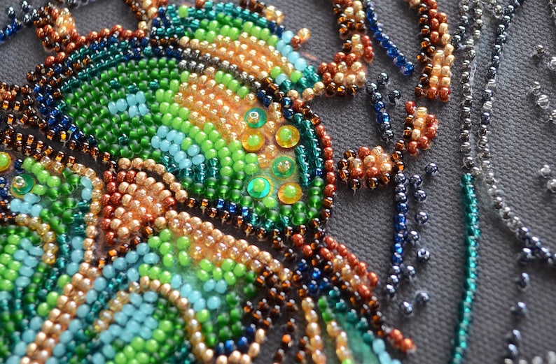 Bead Embroidery Kit - Emerald Beetle, Beaded Scarab Beetle, Insect ...