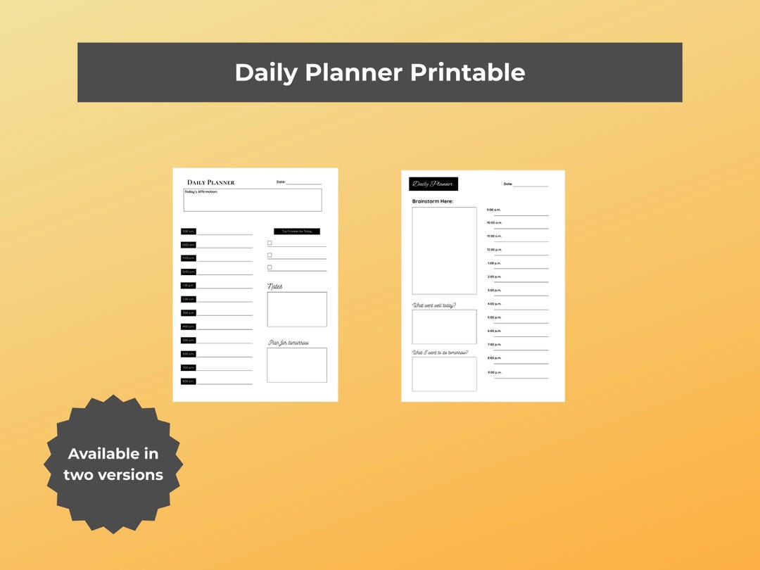 Minimal Daily Planner Printable | Clean & Simple Daily Planning Sheet ...