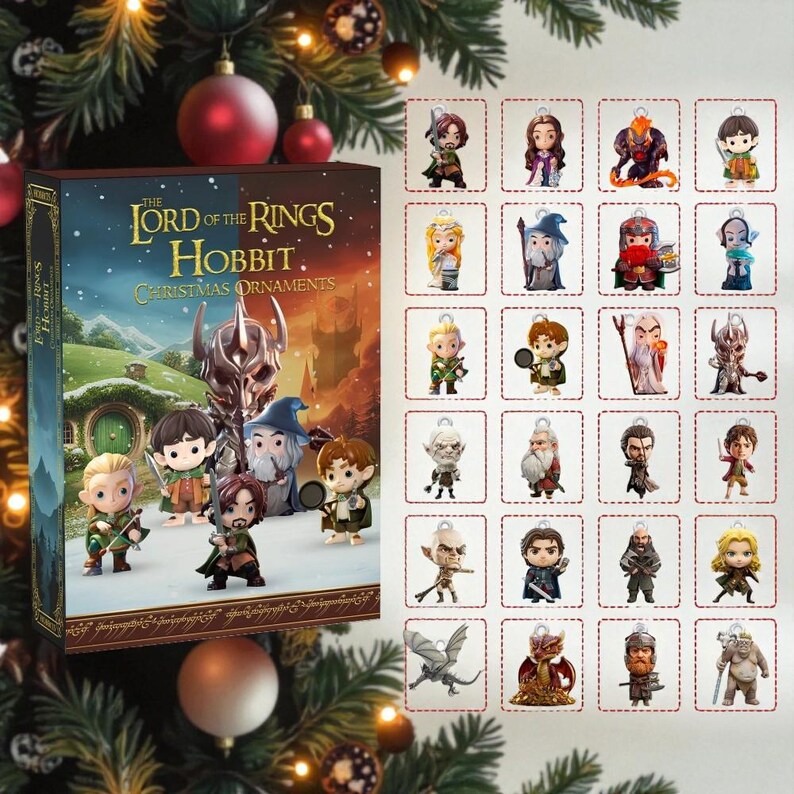 Lord of the Rings Hobbit Advent Calendar 2025 Christmas Ornaments ...