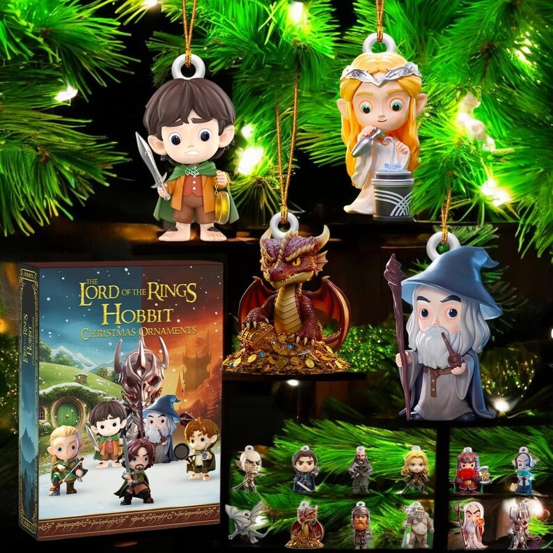 Lord of the Rings Hobbit Advent Calendar 2025 Christmas Ornaments ...