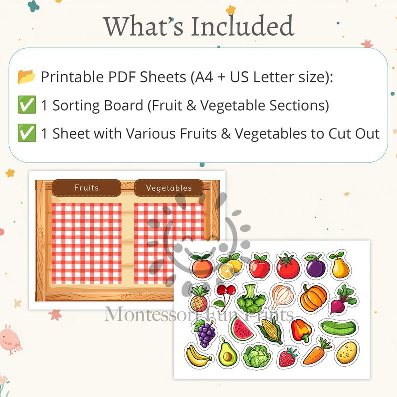 Fruits and Vegetables Sorting Game – Montessori Printable Activity for ...