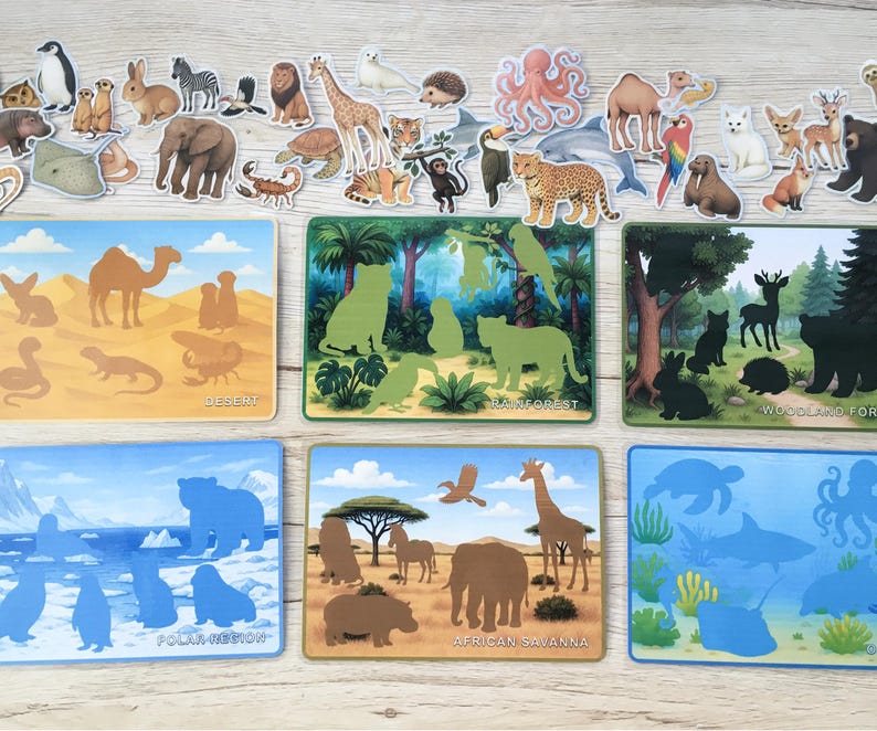 Animal Habitat Match up Game, Learn Animals and Their Homes, Printable ...