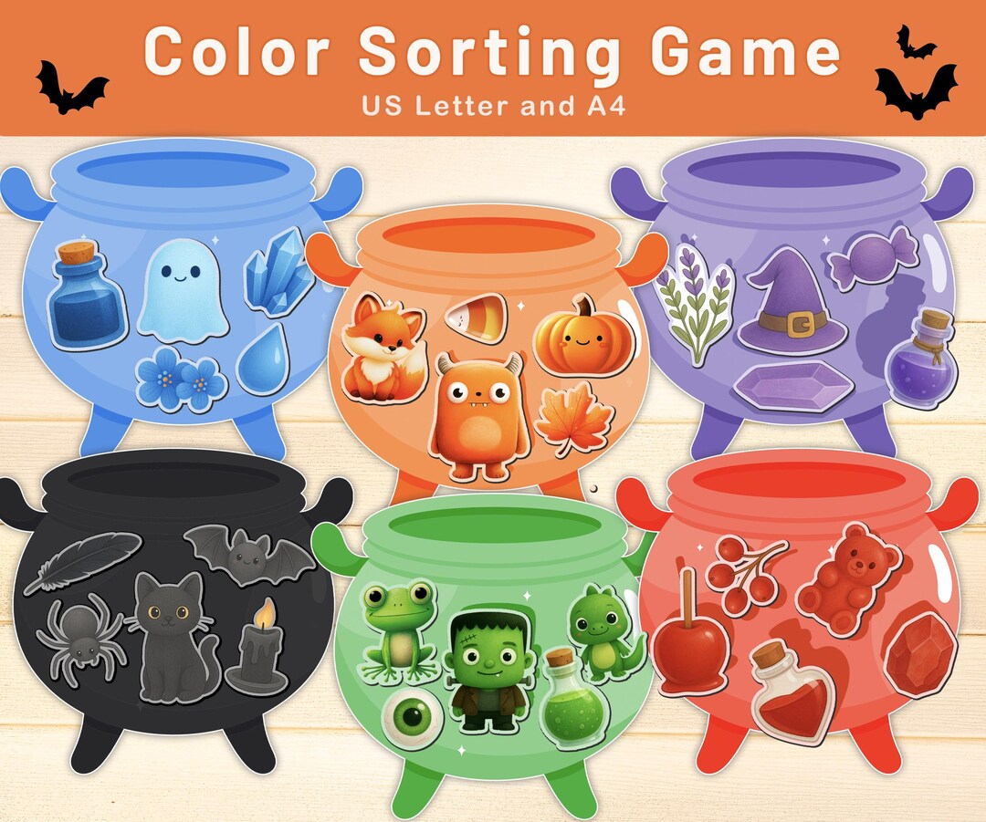 Halloween Color Sorting Game for Toddlers & Kids | Printable Activity ...