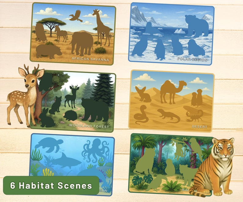 Animal Habitat Match up Game, Learn Animals and Their Homes, Printable ...