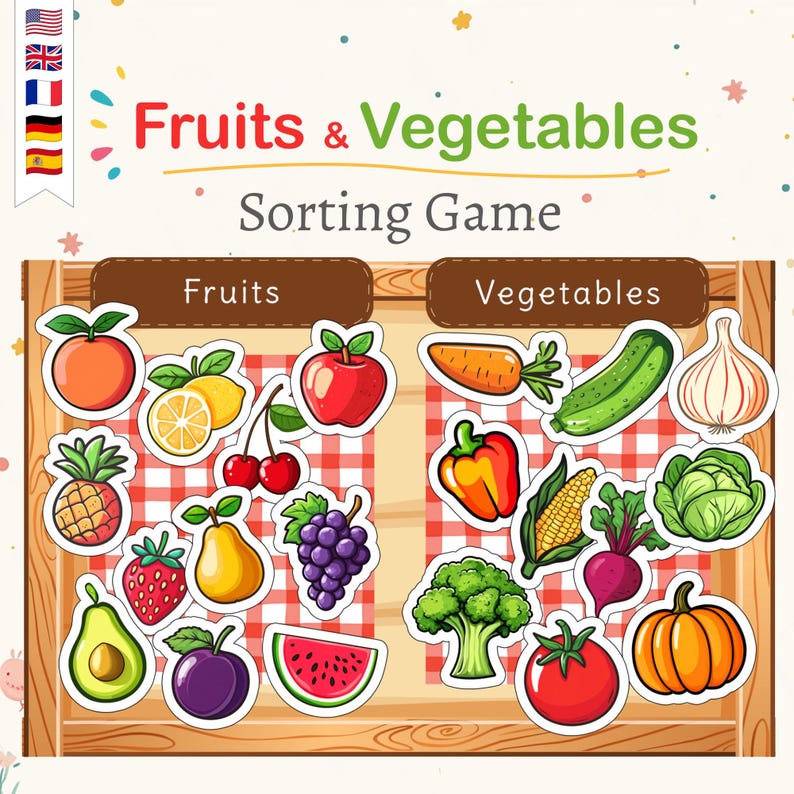 Fruits and Vegetables Sorting Game – Montessori Printable Activity for ...