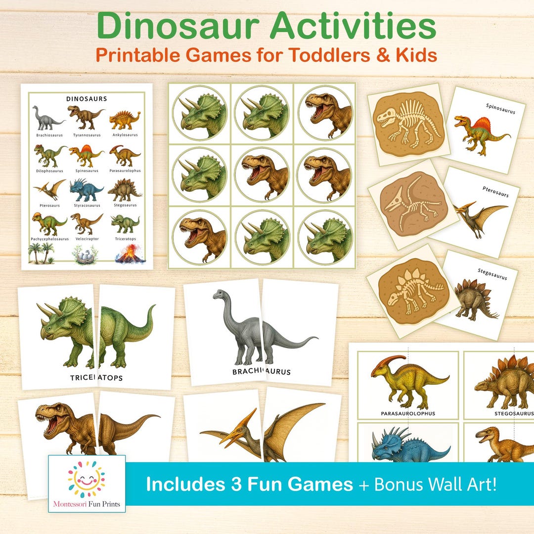 Dinosaur Toddler Kids Educational Activities – Printable Games ...