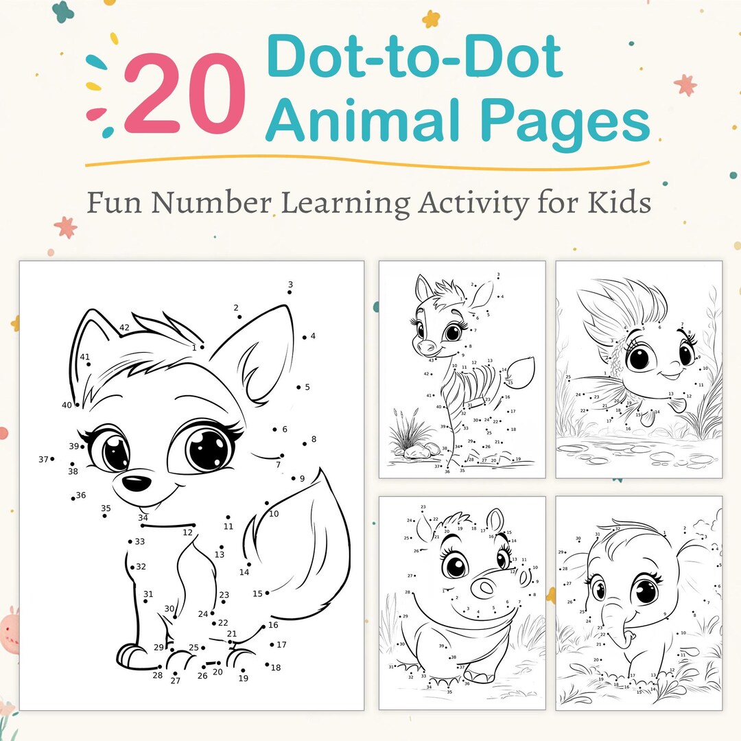 20 Cute Animal Dot-to-dot Pages – Fun Number Learning & Fine Motor ...