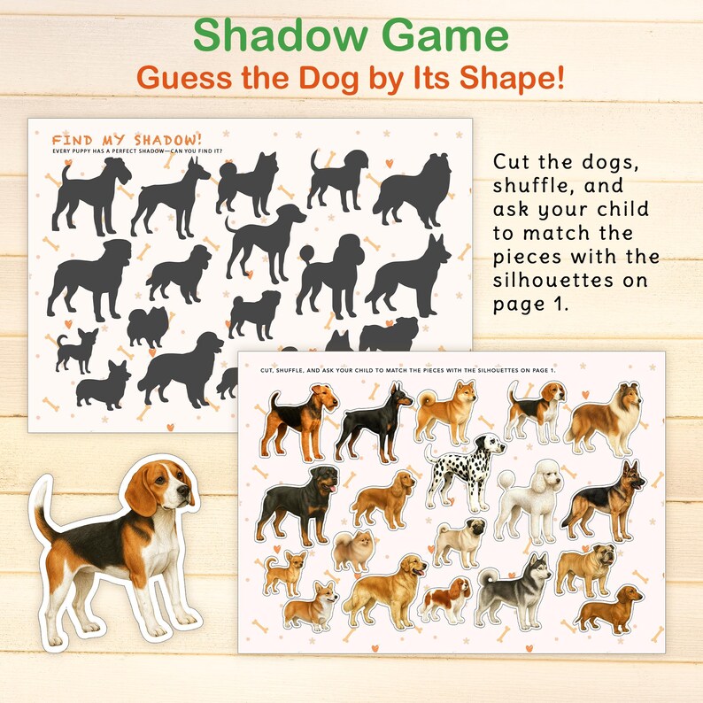 Dog Paper Activities for Toddlers, Kids – Printable Games, Dog Halves ...
