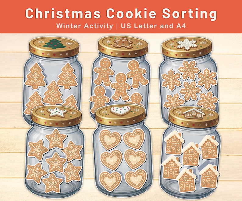 Christmas Cookie Shape Sorting Game, Winter Toddler Activity (PDF) - Etsy