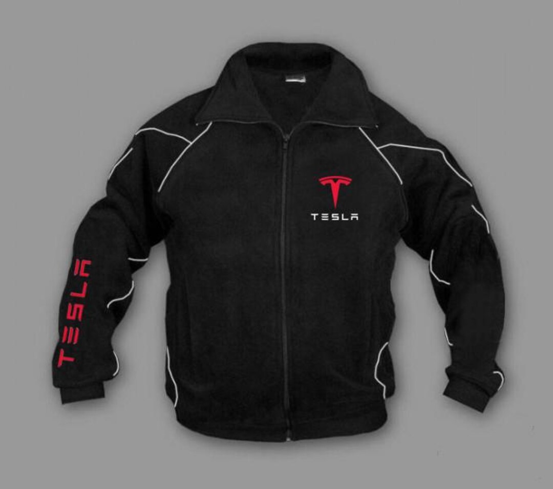 Tesla Power Black Fleece Jacket With Embroidered Motorsport Fan Wear - Etsy