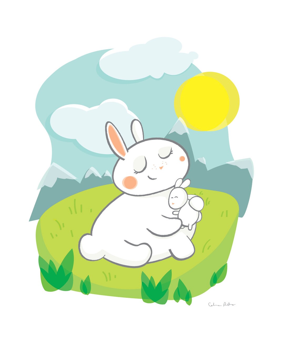 Snuggle Bunny Hug Art Print, Children's Illustration - Etsy