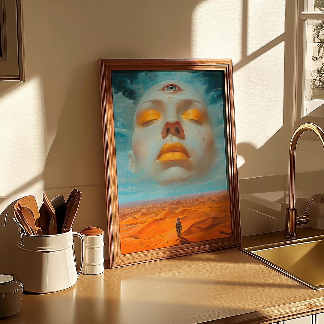 Beautiful Nude Floating Head Wall Print, Salvador Dali Print Woman UFO ...