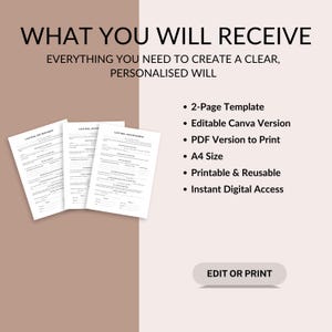 Last Will and Testament Template – Simple, Printable, Editable Form ...