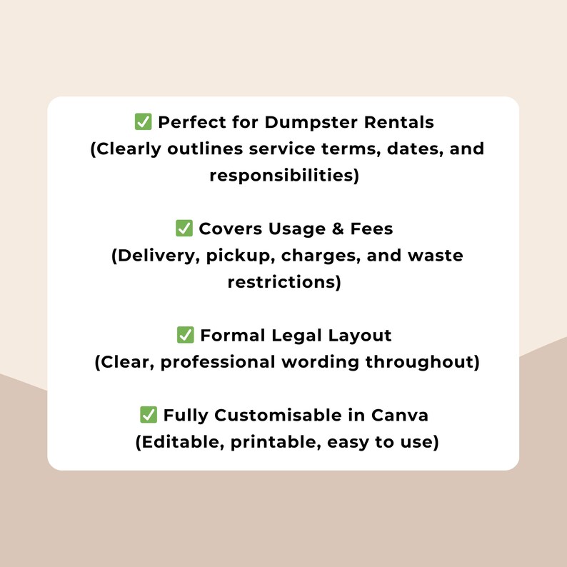 Dumpster Rental Agreement Template, Editable Waste Disposal Contract ...