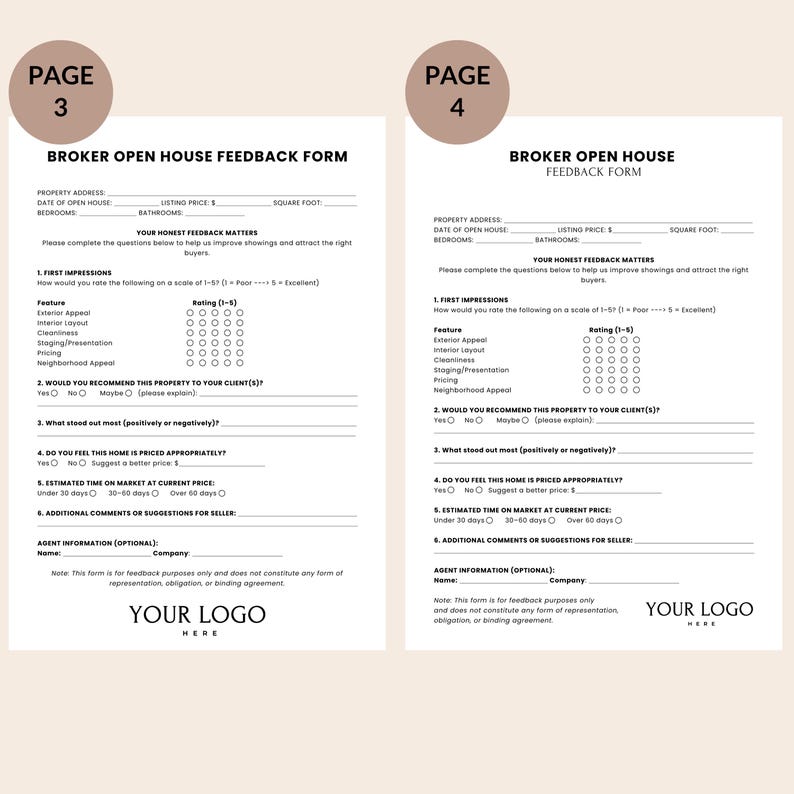 Broker Open Feedback Form, Real Estate Agent Open House Feedback Form ...
