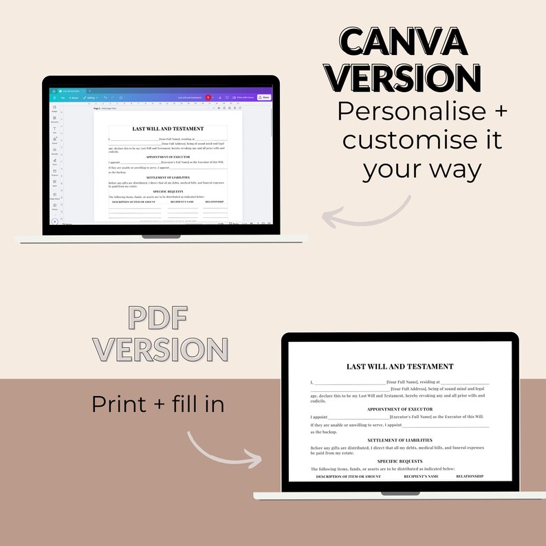 Last Will and Testament Template – Simple, Printable, Editable Form ...