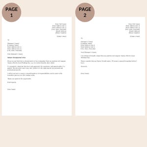 Resignation Letter Template, Professional Canva Layout, Notice Letter ...