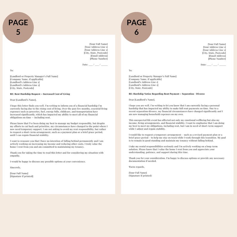 Rent Hardship Letter Template Bundle, Editable Canva Letters for ...