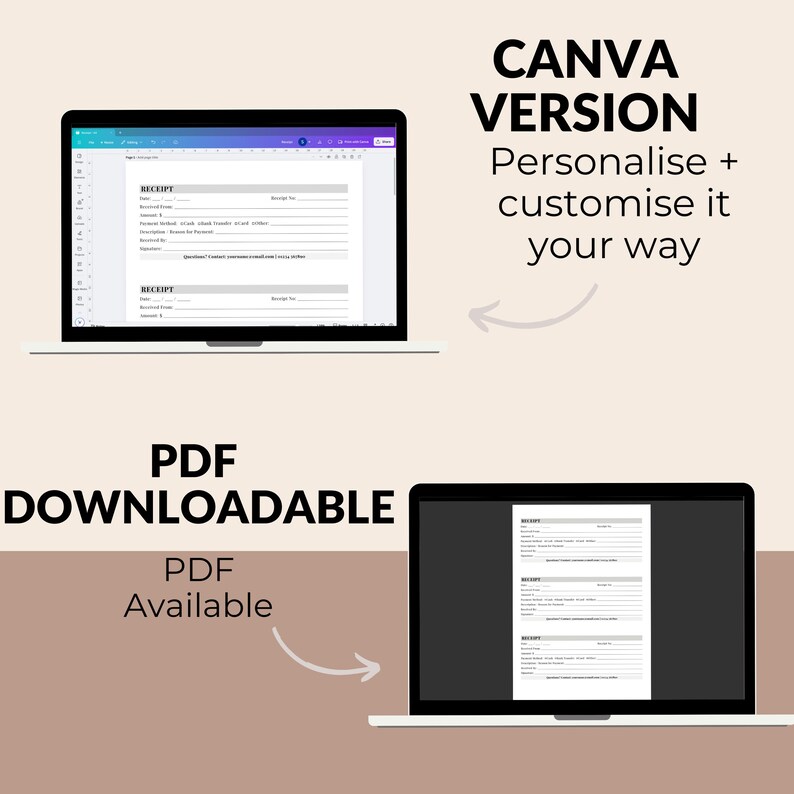 Receipt Template Printable, Customer Payment Receipt, Editable Rent or Business Receipt, Canva ...