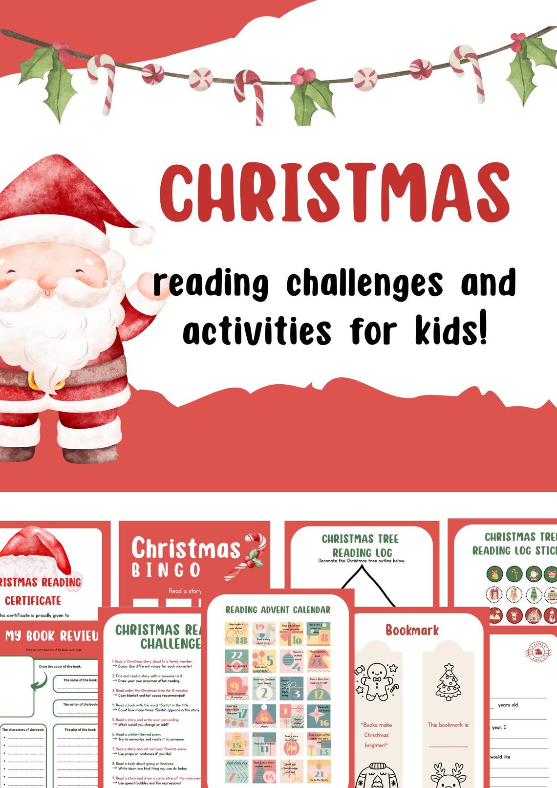 Christmas Reading Challenge | Kids Holiday Activities (PDF) - Etsy
