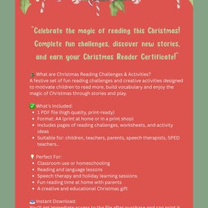 Christmas Reading Challenge | Kids Holiday Activities (PDF) - Etsy