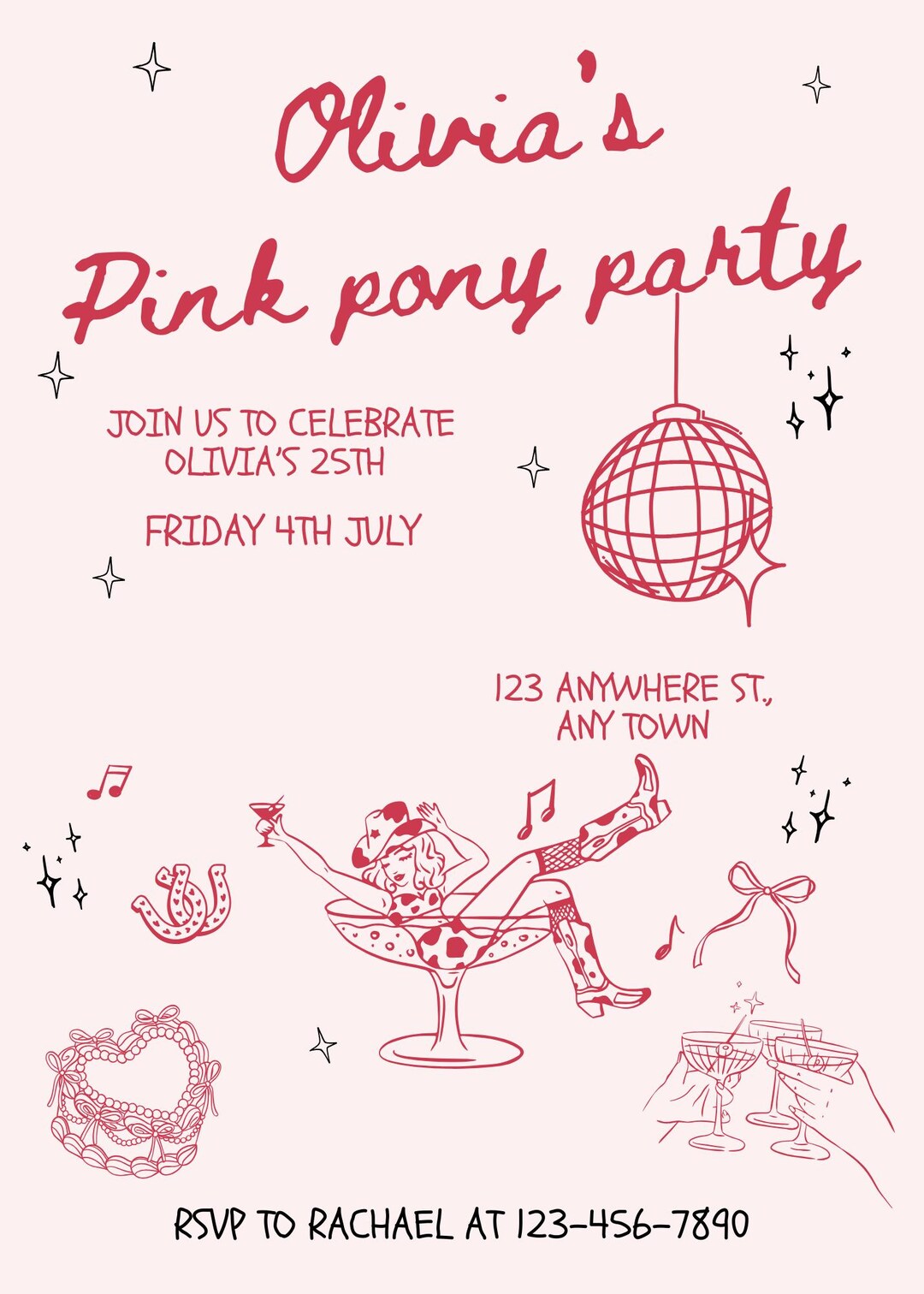Digital and Print Invitation for Pink Pony Party - Etsy