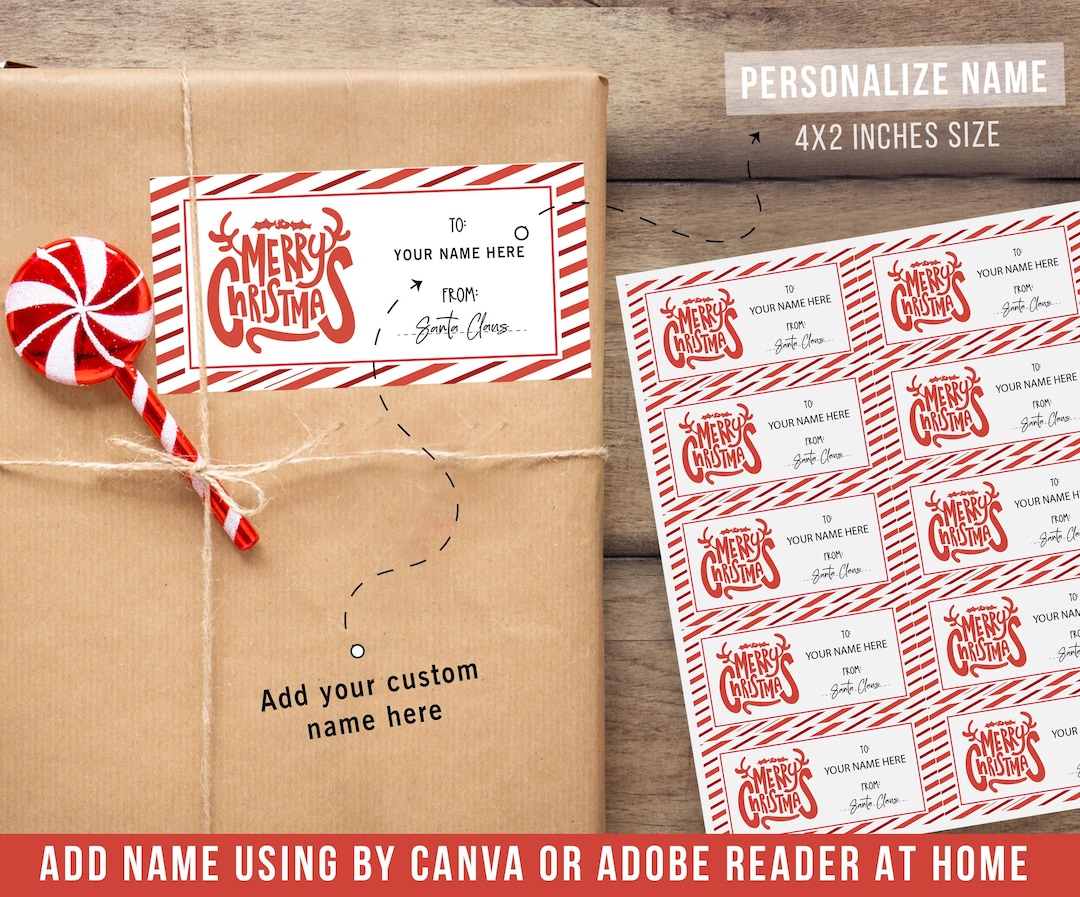 Santa Gift Labels Template Svg, Printable Custom Christmas Labels ...