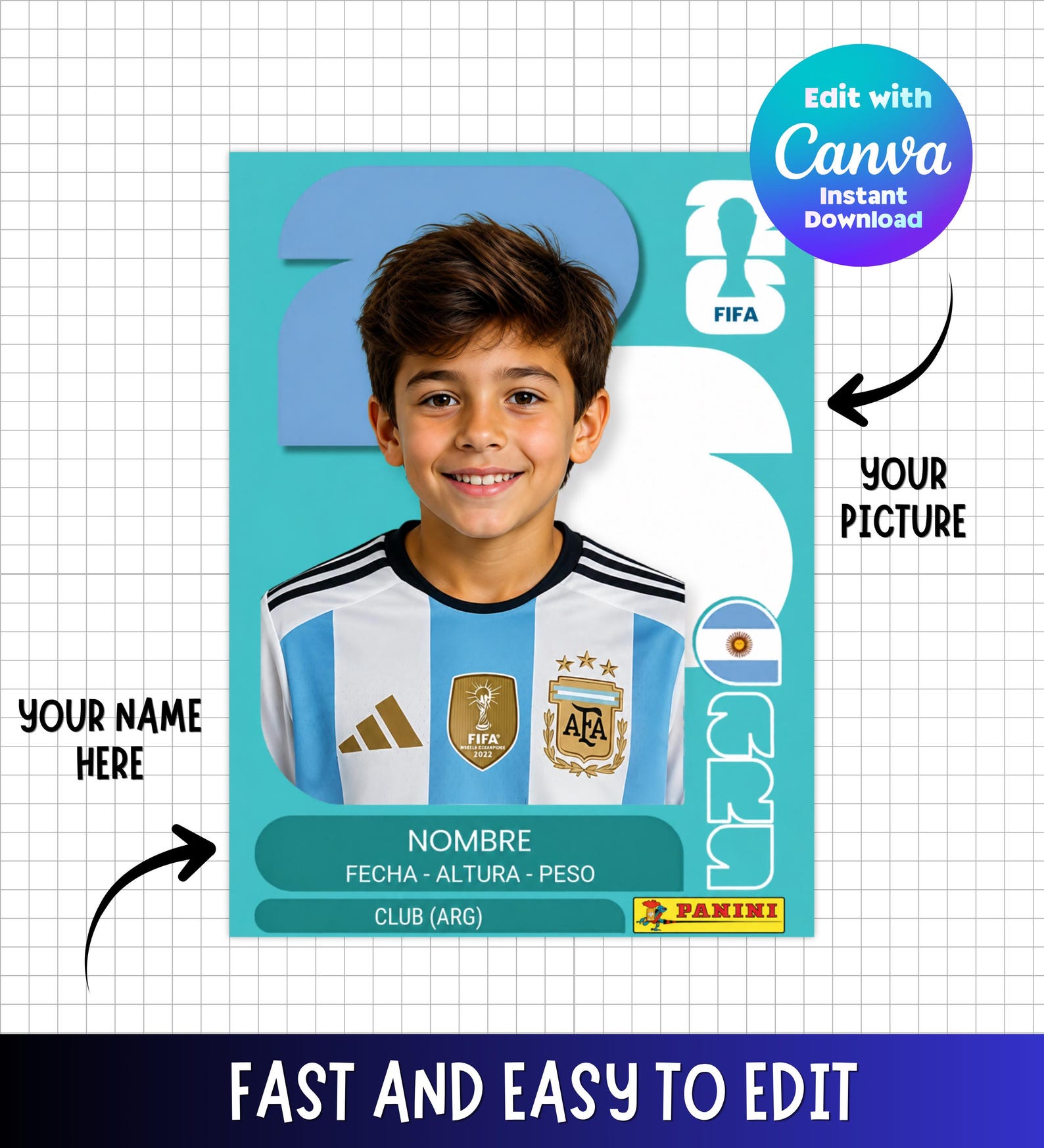 World Cup Sticker + 2026 Envelope (editable in Canva) | Custom Photo ...