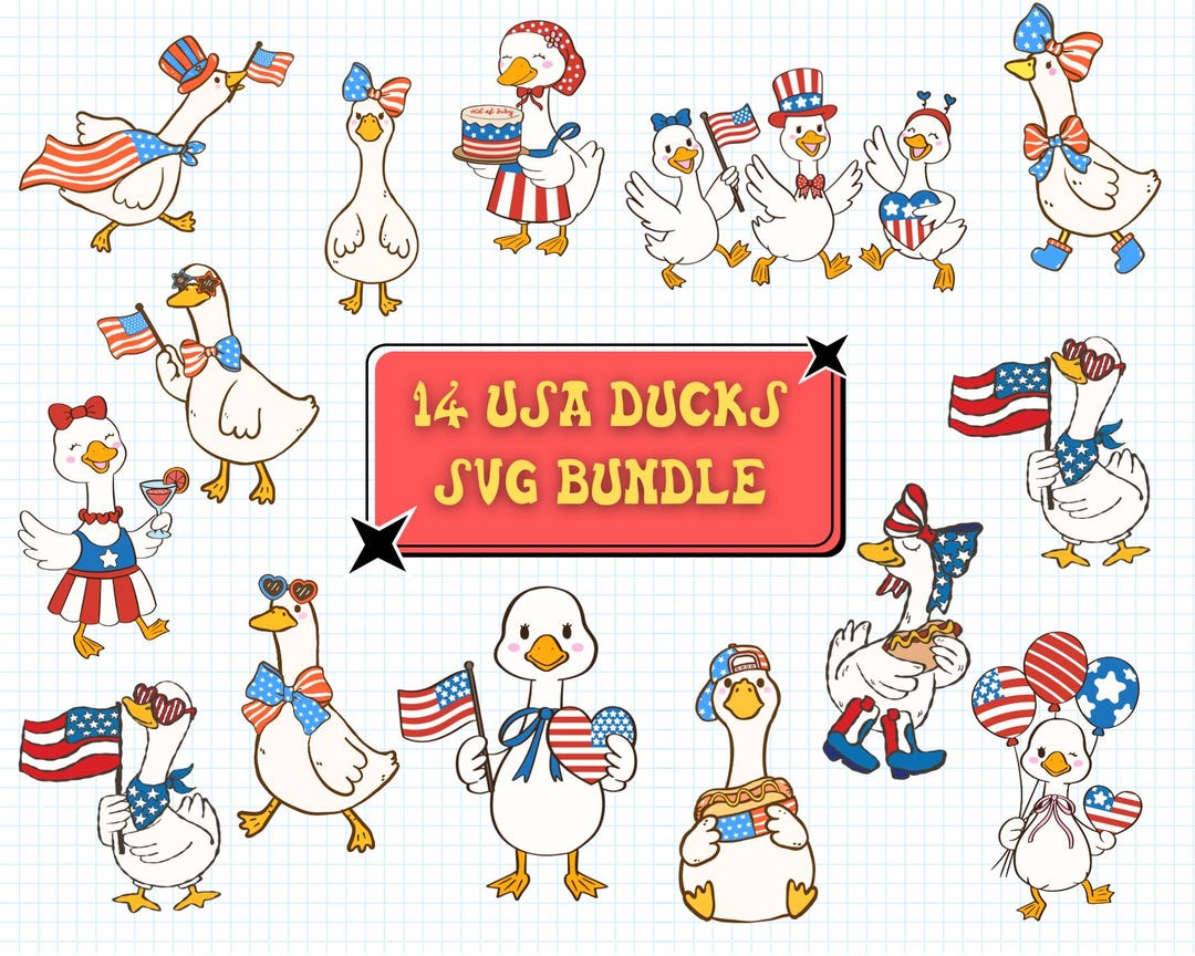 Happy 4th of July Ducks Svg Bundle, Funny Patriotic Goose Png, 4th of ...