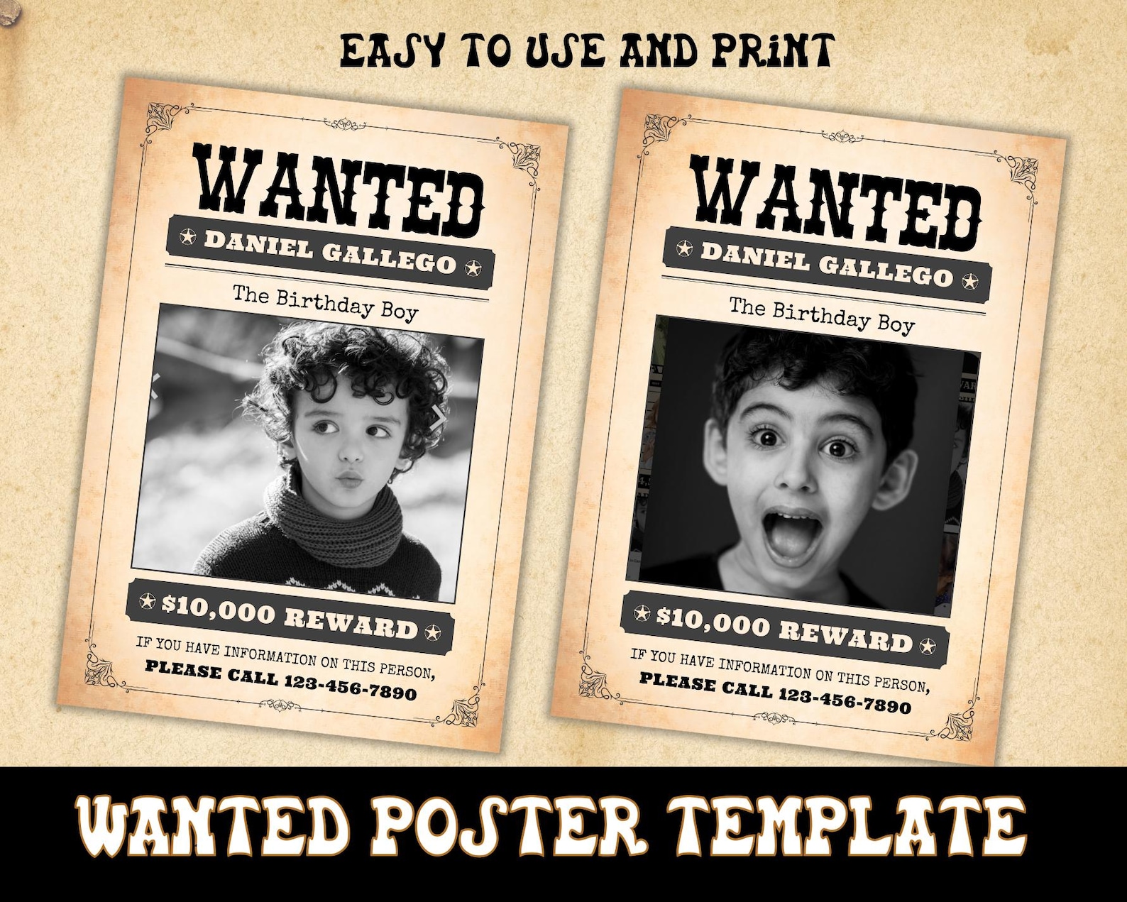 Wanted Posters Canva Template, Outlaw Wild West Party Decor Wanted Sign ...