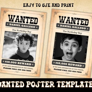 Wanted Posters Canva Template, Outlaw Wild West Party Decor Wanted Sign ...