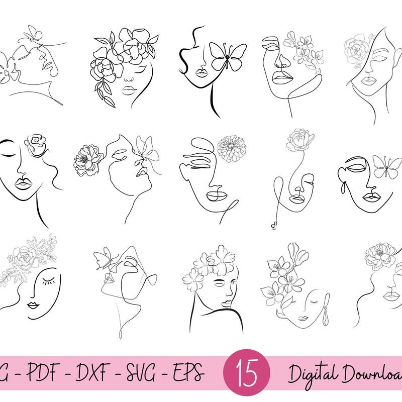 Line Art Woman Svg - Etsy
