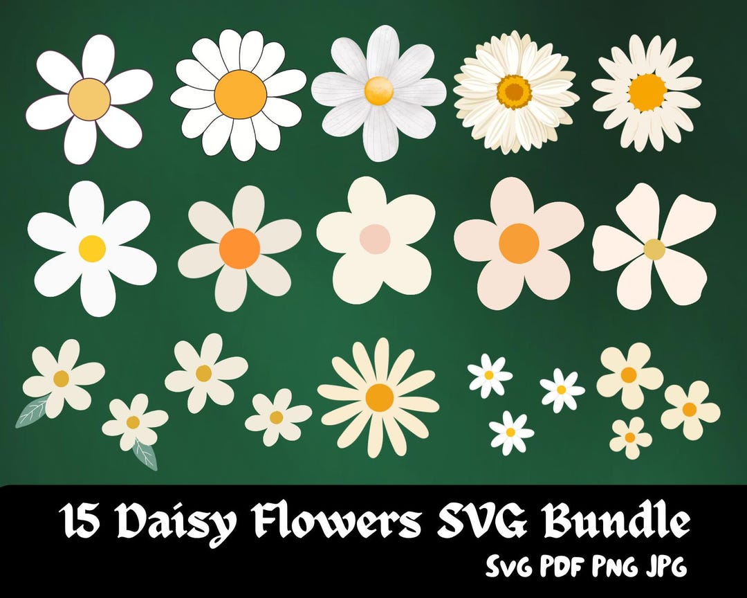 Daisy Flowers SVG Bundle, Retro Flower Cut File, Flower Clipart, Groovy ...
